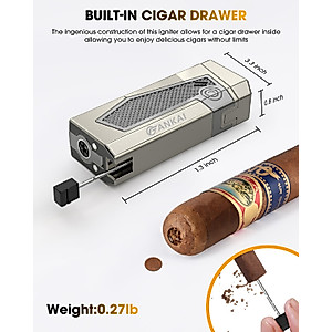 FANKAI Cigar Lighter 4 Torch Jet Flame, Cigar Punch, Cigar Holder, Cigar Draw Enhancer, Refillable Torch Lighter, Multi-Functional Cigar Accessories, Windproof Lighters for Smoking with Gift Box