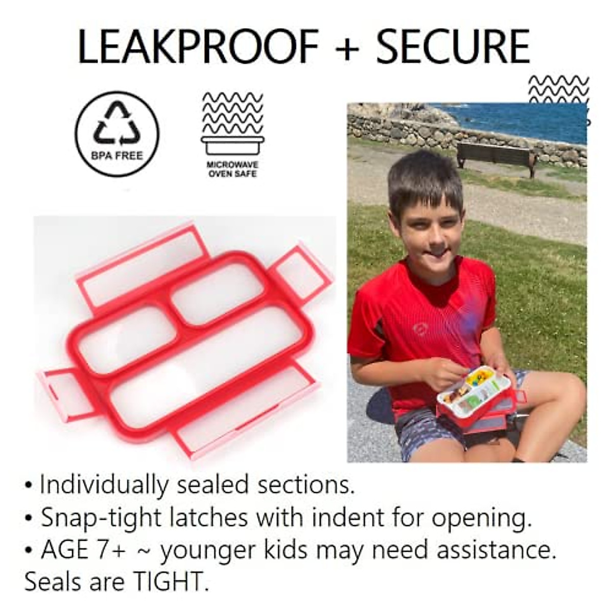 kinsho Snack Containers - Small Bento Lunch Box for Kids Girls Boys Toddlers | MINI Leakproof Boxes, Baby Bentobox for School Daycare Travel, Portion Containers, 2 pack, Red Navy Blue