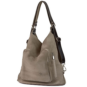 TimeStoryBag Women Leather Backpack/Purse - Handmade Convertible Hobo Shoulder Bag from Genuine Suede Leather