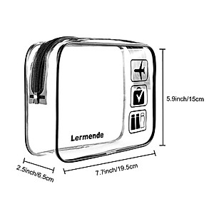 Lermende Clear Make Up Bag, TSA 3pcs Approved Makeup Bag Organizer & Cosmetic Bag for Women With Zipper, Quart Size Carry On Clear Toiletry Bag Airport Compliant Toiletries For Travel