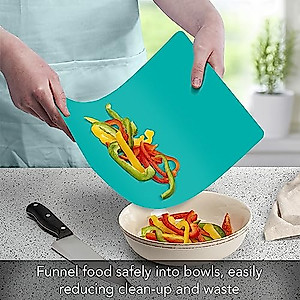 Cut N’ Funnel Blue Caraco 2 Pack Thick Multicolor Plastic Cutting Board Mats Made in the USA BPA & PVC Free Plastic