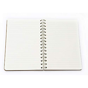 Eccolo 6x8 Wirebound Notebook, Flexible Faux Leather Covers, 192 Cream Lined Pages, Oxford Black