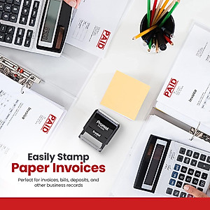 Promot Paid Stamp Self Inking Stamp - Paid Stamp for Office, Accounts Payable Stamp - Rubber Stamps for Retail Use, Red Ink Stamp, Self Inking Stamp for Business Supplies, Paid Stamper