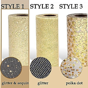 Black Glitter Tulle Fabric with Ribbon, 6 Inch by 50 Yards (150ft) Sequin Tulle Roll for Tutu Gift Wrapping Wedding Decoration DIY Crafts Party Backdrop