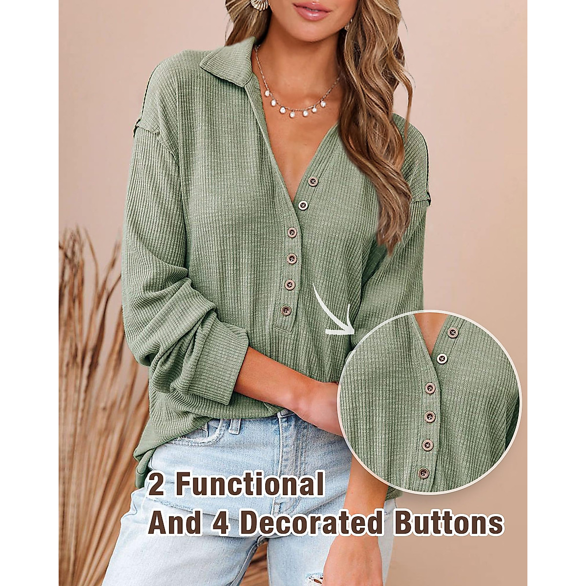BTFBM Women Casual Button Down Fall Blouses 2025 Long Sleeve Solid Business Work Tops Cute Relaxed Fit Shirts(Solid Light Green, Medium)