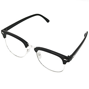 Skeleteen Clear Lens Costume Glasses - Non Prescription Horn Rimmed Fake Club Eyeglasses for Adults and Children