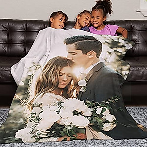 MMAOLP Custom Blanket with Photos Customized Blanket Personalized Flannel Throw Blankets for Adult Kid Birthday Christmas Halloween Fathers Mothers Valentines Day Gift 4 Sizes