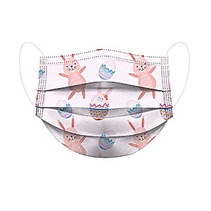 Leutsin 50PC Easter Face Masks Disposable for Adult Happy Easter Paper Holiday Mask with Rabbit Designs for Women Men (Bunny #04)