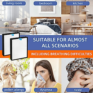 Vital 200S HEPA Replacement Filter for LEVOIT Vital 200S/200S-P Air Purifier,3-in-1 H13 True HEPA High-Efficiency Activated Carbon Filter,Vital 200S-RF,2 Pack,White
