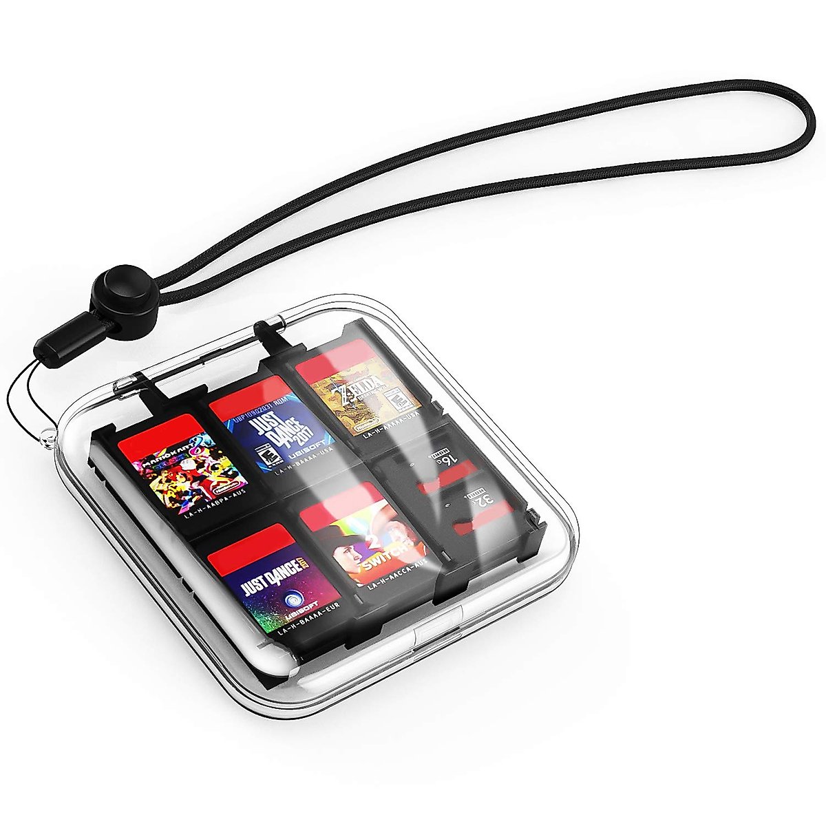 MoKo Game Card Case Compatible with Nintendo Switch, Switch Game Storage Box with 12 Game Cartridges Hard Protective PC Shell Holder - Black