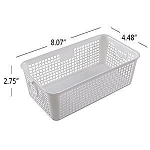 Tstorage Slim Plastic Storage Baskets with Circles, Plastic Desktop Pencil Baskets, 6 Packs