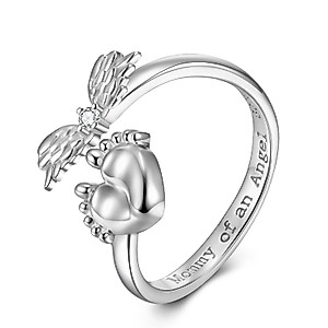 SCZKLAQ Miscarriage Ring for Women 925 Sterling Silver Mommy of an angel Rings Memorial Sympathy Miscarriage Jewelry for Women Mother