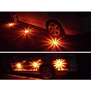 Tobfit 6 Pack LED Road Flares Emergency Lights Roadside Safety Beacon Disc Flashing Warning Flare Kit with Magnetic Base & Hook for Car Truck Boats | 9 Flash Modes (Batteries Not Included) (6)
