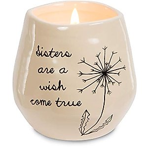 Pavilion Gift Company Plain Dandelion Sisters are a Wish Come True Yellow Ceramic Soy Serenity Scented Candle