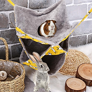 XINRUI 3 Tier Rat Pet Hammocks for Cage,Ferret Guinea Pig Cage Accessories,13.7x13.7 Inches,Rat beds Hammock Hanging Bunkbed for Small Animals,Ferret,Kitten,Squirrel,Chinchilla, Rat,Parrot(Yellow)