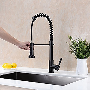 GICASA Kitchen Faucet, Oil Rubbed Bronze Faucet, Industrial Farmhouse Spring Kitchen Faucet Pull Down Kitchen Sink Faucet with Pull Out Sprayer