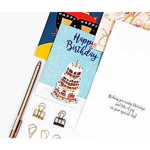 Minimalmart Birthday Cards Box Set of 32 Unique Designs Assorted Happy Birthday Premium Cards with GOLD EMBELLISHMENTS – Boxed Assortment Pack with Envelopes -Birthday Wishes Greeting Cards