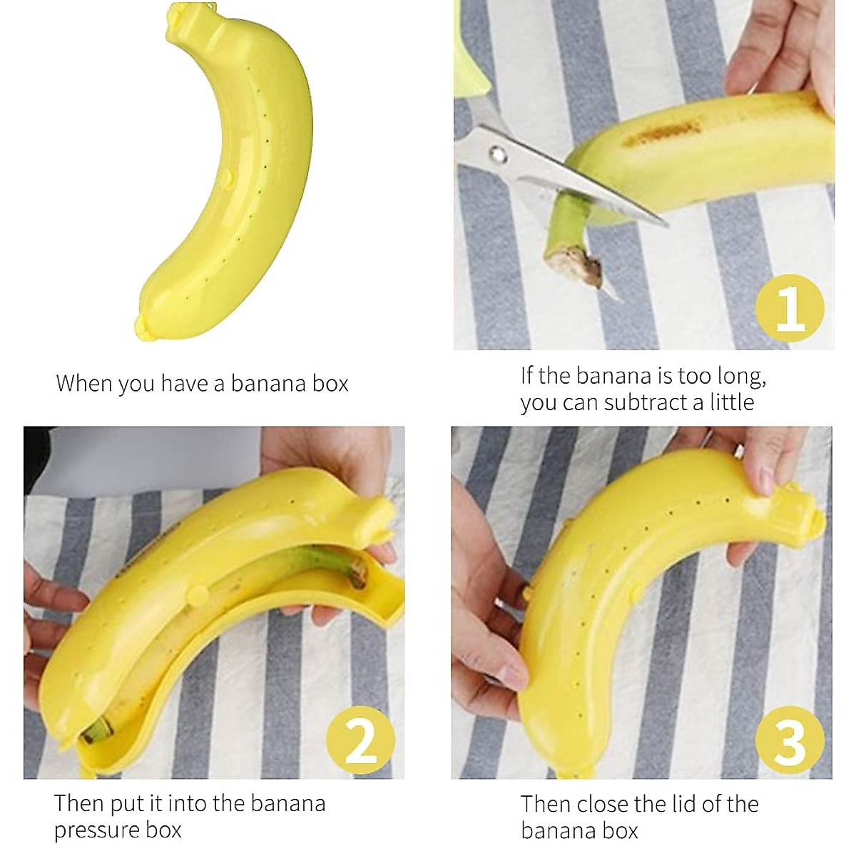 Yosoo123 Banana Protector Box, Cute Plastic Fruit Banana Protector Box Holder Case Lunch Container Storage 19.5x13x4.4cm/7.6x5.1x1.7inch