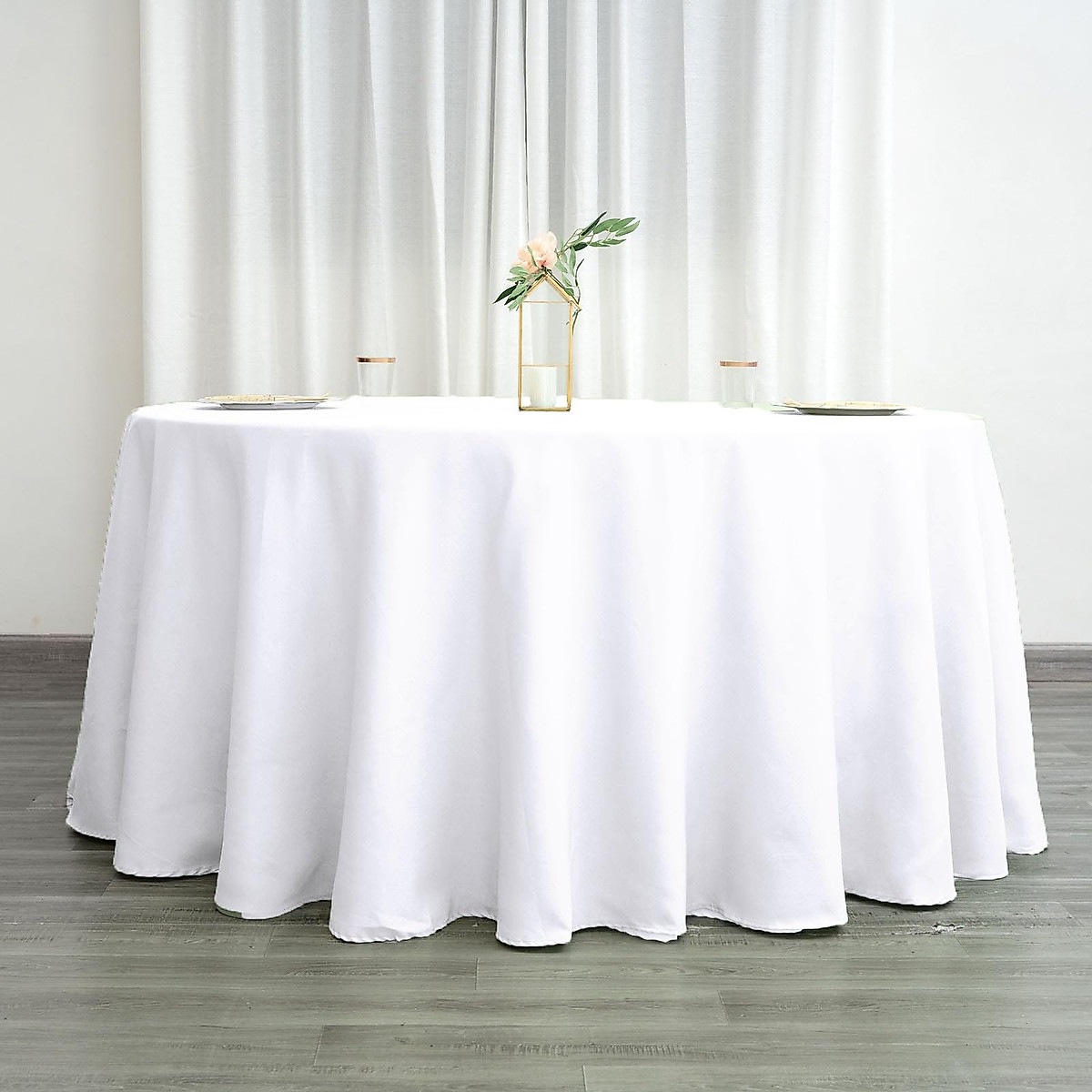 Efavormart 120" Wholesale Round Tablecloth Polyester Round Table Linens for Wedding Party Banquet Restaurant - WHITE