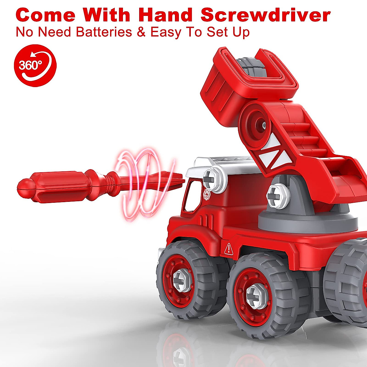 TOYABI Toys for 4-8 Year Olds 5-in-1 Fire Truck Transforming Robot Set - Take Apart Robot Firetruck STEM Toy for Boys and Girls - Ideal Christmas or Birthday Gift for Kids Ages 4 and Up