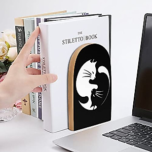 Yin Yang Lucky Cat Bookends Heavy Duty Book Stand 1 Pair for Home Office Shelves Decorative