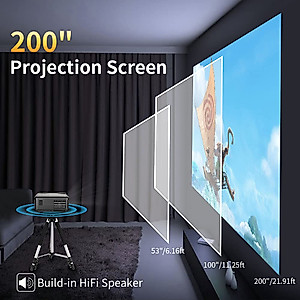 [-$151] 1080P Projector with WiFi Bluetooth, HD Outdoor Movie Projector Android OS 7500Lm Home Theater Support 4D Keystone/Zoom/200” Display Compatible with Phone/PC/Fire Stick/DVD/PS5/HDMI/USB