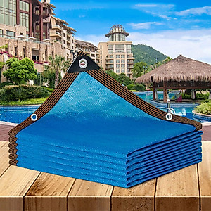 WYYZH Thickened HDPE Shading Net Sunblock Shade Cloth Net Tear Resistant Gazebo Shade Net Garden Sun Shade Net for Plants with Grommets (Color : Blue, Size : 6x10m)