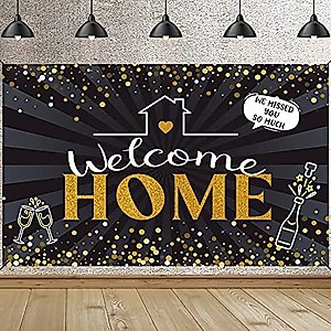 Welcome Home Decorations, Fabric Welcome Home Banner Photography Backdrop, Welcome Home Sign Welcome Home Party Decorations for Lover, Family and Friend Reunion, 70.8 x 43.3 Inch