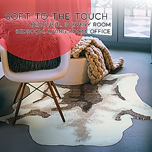 KOOBAYR Faux Cowhide Rug 5x6 feet - Cow Print Rug - Synthetic Cowhide and Western Decor Rug - Cow Rugs for Living Room Bedroom & Office Machine Washable Rug