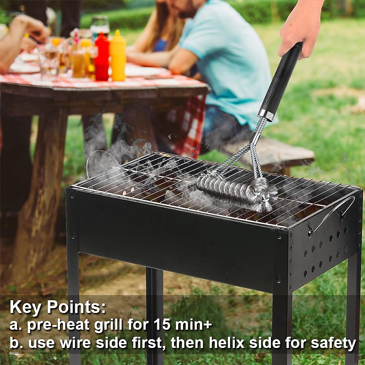 GRILLART Grill Brush Bristle Free & Wire Combined BBQ Brush - Safe & Efficient Grill Cleaning Brush- 17" Grill Cleaner Brush for Gas /Porcelain/Charbroil Grates - BBQ Accessories Gifts for Men