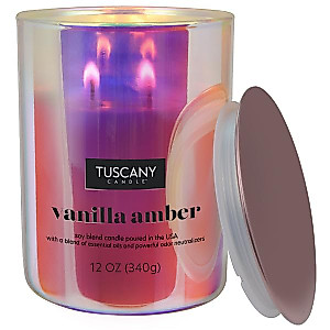 Tuscany Candle Serene Clean Scented Candle, Vanilla Amber, 12 oz