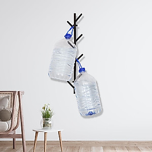 Sinytar Black Coat Rack Wall Mount Set of 2, Hat Rack for Wall, Modern Design Floating Coat Rack, Coat Tree for Clothes, Scarves, Bags, Caps, Metal Vertical Hooks for Living Room, Bedroom, Entryway