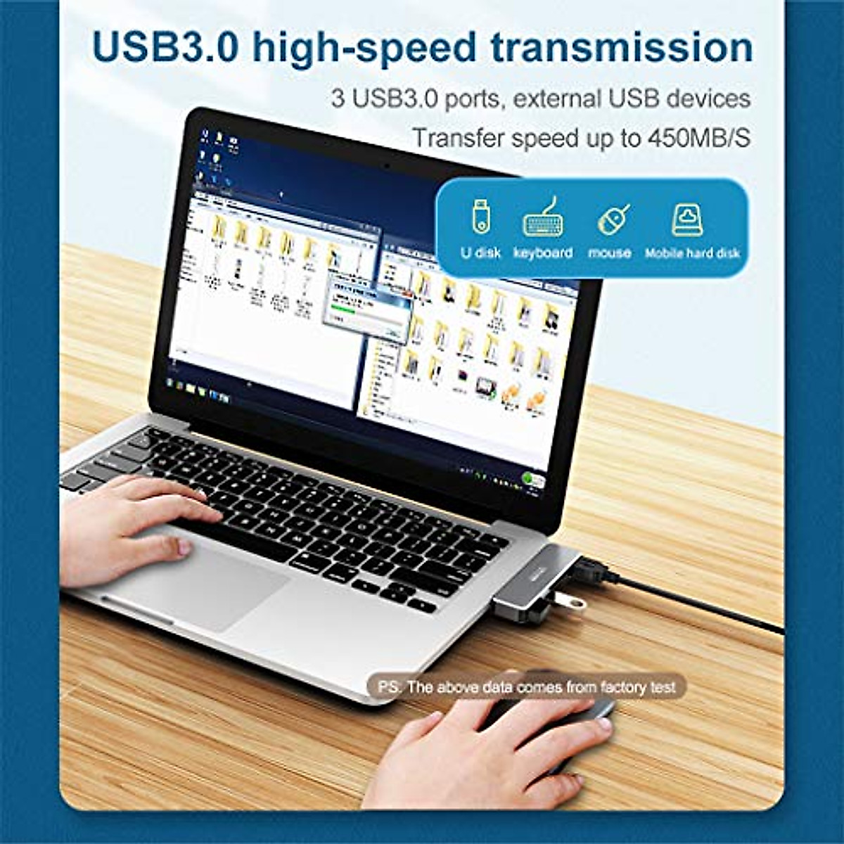 #N05XL0 Type-C USB 3 0 to 4K Hdmi USB 3 0 Sd Tf Card Reader 5 In1 Hub Adapter