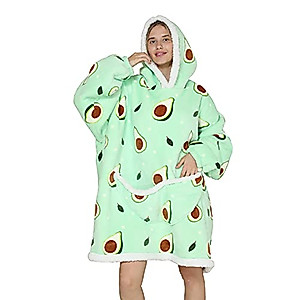 SZCMSM Oversized Hoodie Blanket Sweatshirt,Wearable Blanket for Adult Women Men Soft Warm Comfortable Sherpa TV-Blanket,Avocado Green