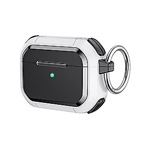 Link Dream AirPods Pro 2 Cases Cover Tough TPU ABS Case with Keychain Full Protective Cover for AirPods Pro 2nd Generation 2022 (Black+White)