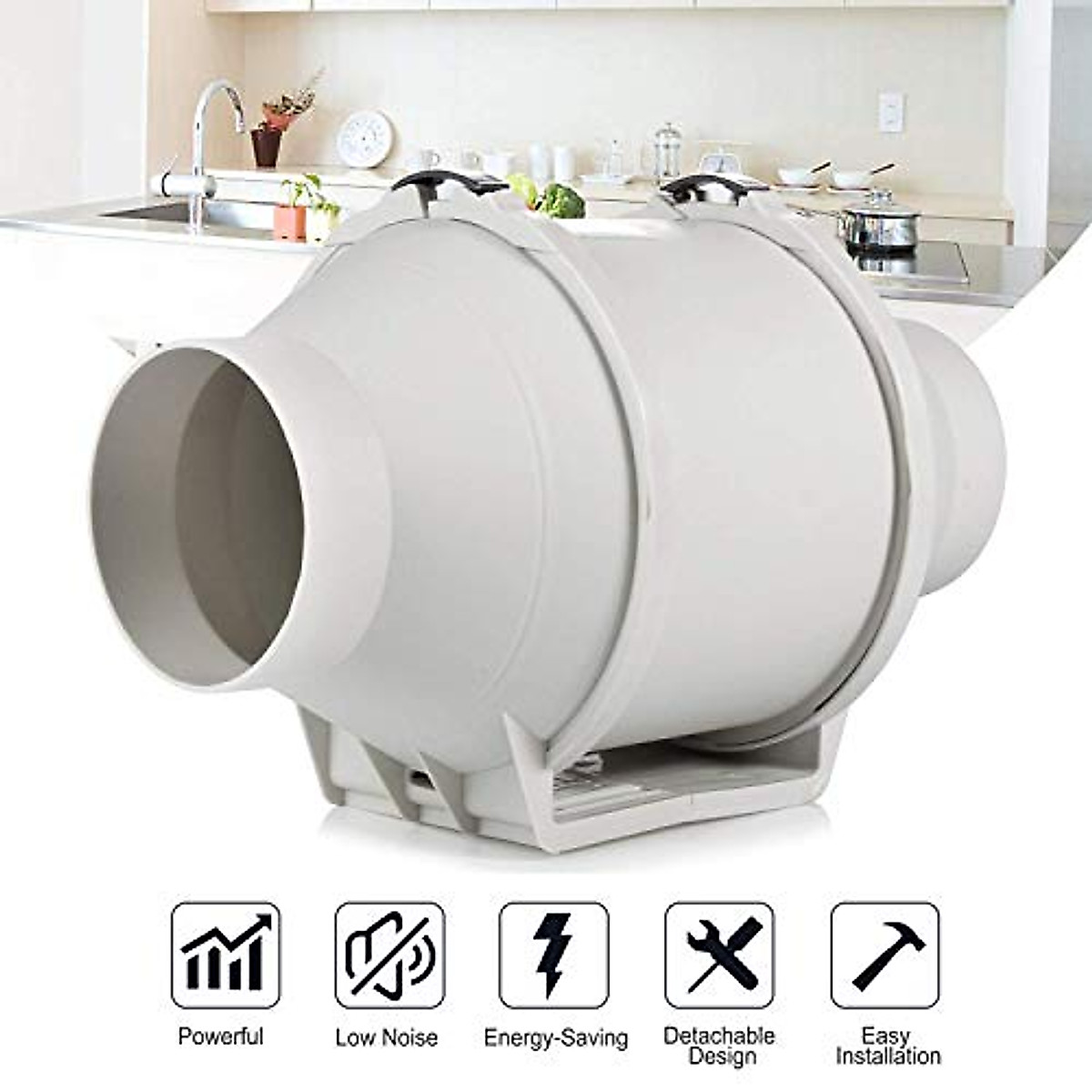 Hon&Guan P4 Quiet 4 Inch Inline Duct Fan, Upgrade Motor & Low Noise Ventilation Exhaust Fan for Heating Cooling Booster, Grow Tents, Hydroponics