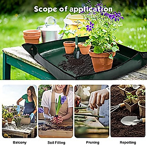 AvoKor 2PCS Gardening Mat Foldable Plant Mat Square Waterproof Gardening Mat Transplanting Plant Repotting Mat for Indoor Bonsai Succulent Plant Care (Dark Green，26.7 x 26.7 in) (Dark Green)