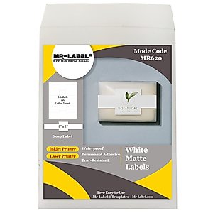 Mr-Label 1”×8” Printable White Wrap Soap Label - Cigar Band Label – Self-Adhesive Waterproof Blank Labels for Inkjet & Laser Printer – for Handmade Lotion Bars | Bath Bombs(25 Sheets|125 Labels)