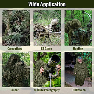 Slendor 6 in 1 Ghillie Suit, 3D Camouflage Hunting Apparel Camo Hunting Clothes, Bushman Costume Suitable for Men, Hunters