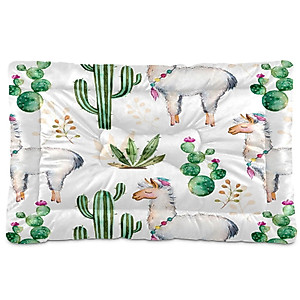 YETTASBIN Cute Llama Crate Pet Bed, Portable Washable Dog Cat Mat, Soft Comfortable Pet Mattress with Non-Slip Bottom for Dogs Cats Sleeping, 24 x 18 Inch