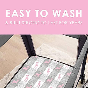 GROW WILD Pack n Play Sheets 3-Pack | Baby Mini Crib Sheets for Girls | Soft Pack and Play Mattress and Crib Bedding Set | Playard Jersey Cotton Fitted Crib Sheets | White Grey Pink Deer and Arrows