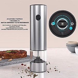 Electric Salt and Pepper Shakers 2 Set,Battery Operated Salt and Pepper Grinder Set Battery Powered with LED Light, Electric Pepper and Salt Grinder Mill & Reffiable Adjustable Coarseness