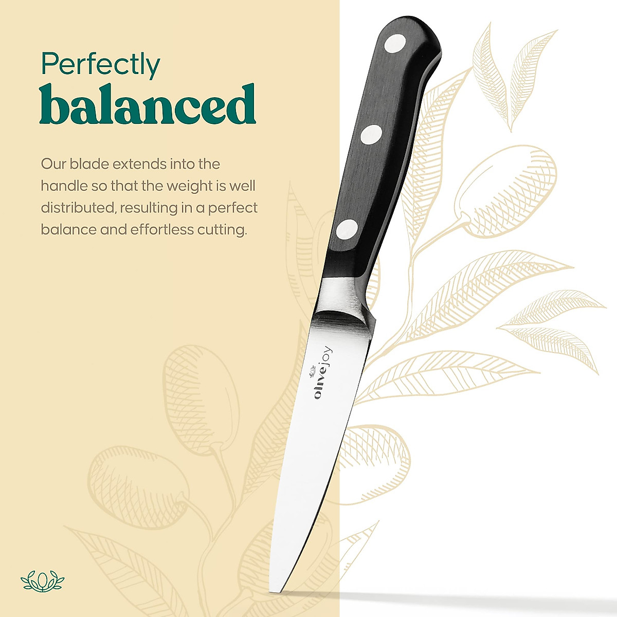 Olive Joy Paring Knife, Kitchen Knife with Sheath, Stainless Steel Vegetable Knife, 3.5" Small Knife with Gift Box and Knife Sheath Cover
