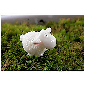 X Hot Popcorn 30 Pcs Miniature Sheeps Mini Garden Herd of Sheeps Moss Micro Landscape Decoration DIY Resin Home Decor Animals Micro Fairy Garden(15Male Sheep+ 15Mother Sheep),Sheep