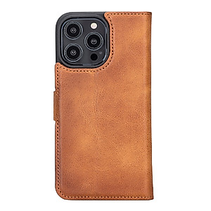 Venito Ravenna Slim Magic Leather Wallet Case for iPhone 14 Pro Max (6.7" Antique Brown)