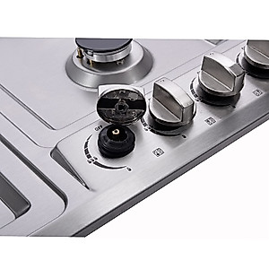 Henshar 30 inch Gas Cooktop, Built-In Gas Stovetop 5 Sealed Burners Stainless Steel Cas Stove, NG/LPG Convertible Gas Hob KN5704