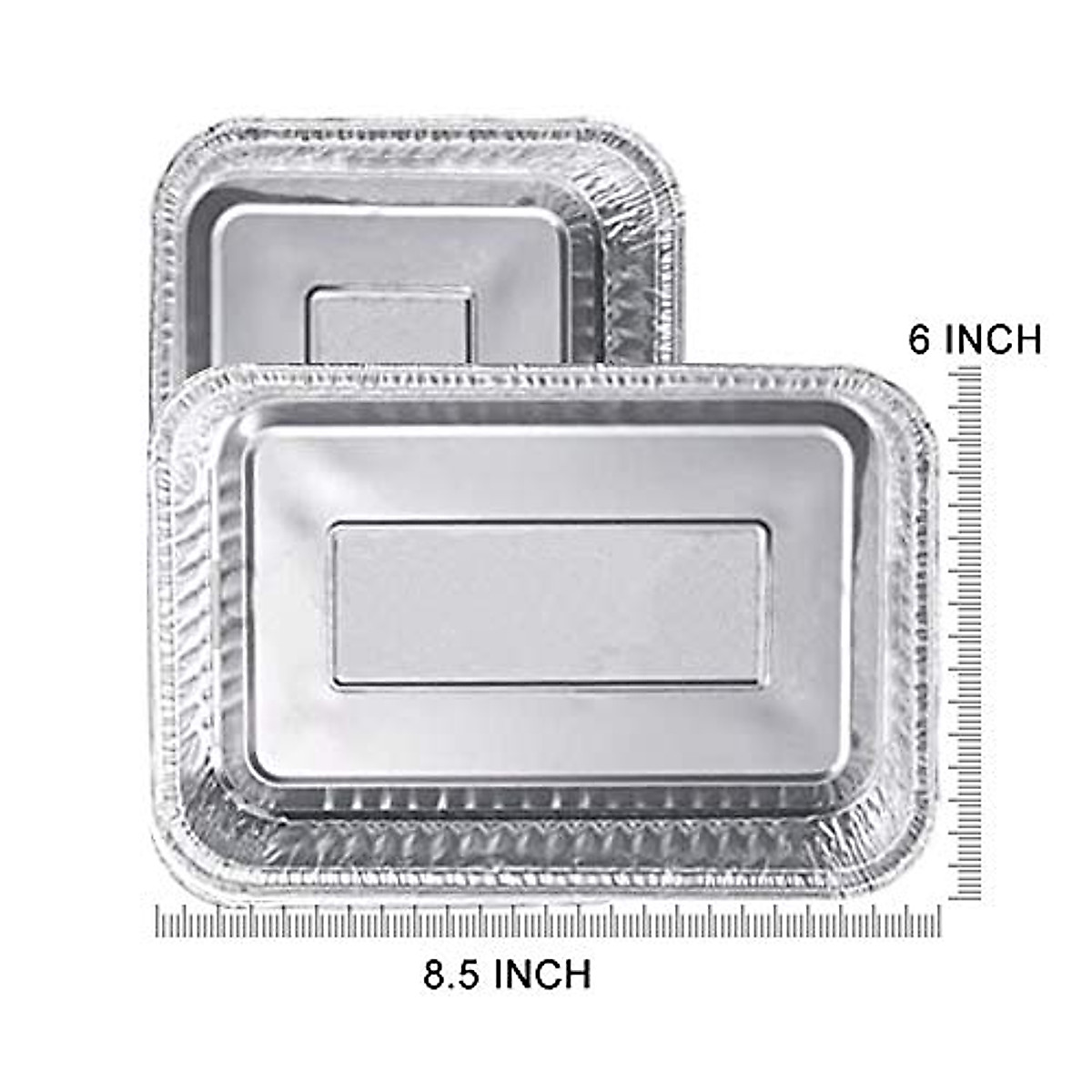 BBQ funland 8.5" X 6" Aluminum Drip Pans, Set of 10 Foil BBQ Grease Pans