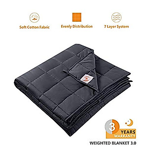 MAPLE DOWN Weighted Blanket 20 lbs | for Adult & Kids | Queen Size | 100% Cotton Material with Glass Beads | Bedroom & Living Room | 180lbs-210lbs(Dark Gray 60”x80”)