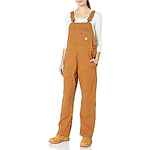 Carhartt womens Carhartt Women's Crawford Double Front Bib Overalls Coveralls, Carhartt Brown, Small Short US