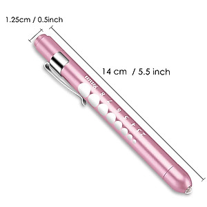 FITA Medical Pen Lights for Nurses Doctors, 2 Pack Reusable Penlight LED Tactical White Light with Pupil Gauge and Ruler, Replaceable Batteries (Pale Pink/Teal Green)